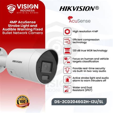 Jual Hikvision Ds 2cd2046g2h I2u Sl 4mp Acusense Strobe Light Two Way