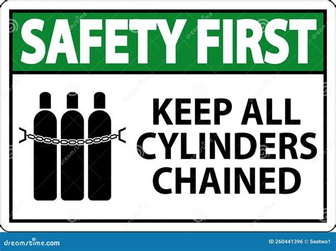 Safety First Sign Keep All Cylinders Chained Stock Vector