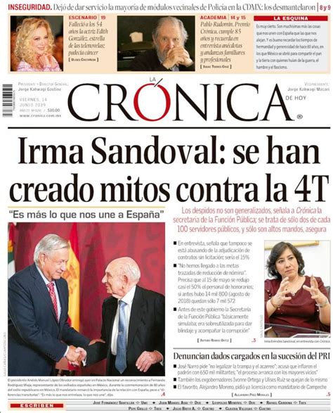 Periódico La Crónica De Hoy México Periódicos De México Edición De