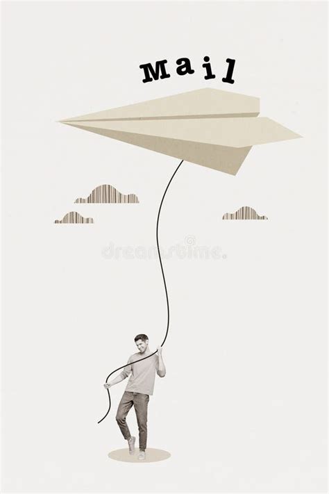 Vertical Collage Creative Poster Monochrome Effect Smile Attractive Young Gentleman Hold Rope