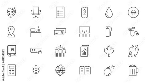 Set Of Thin Line Web Icon Set Simple Outline Icons Collection Pixel