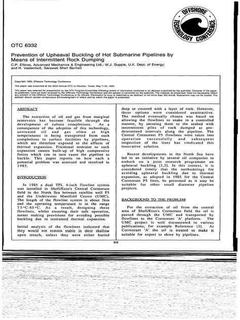 Prevention Of Upheaval Buckling Of Hot Submarine Pipelines By Means Of Intermittent Rock Dumping