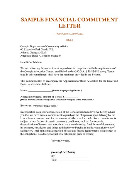 Georgia United States Sample Financial Commitment Letter Fill Out Sign Online And Download