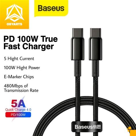 Baseus Kabel Data Charger 100w Pd Type C To Type C Fast Charge Tungsten