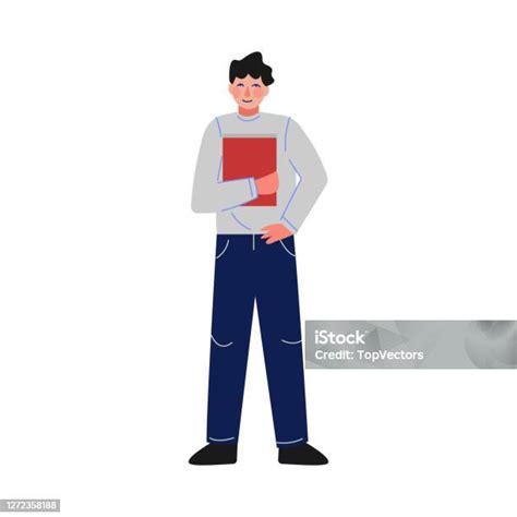 남성 학교 학생 미소 십대 소년 캐릭터 책 벡터 일러스트와 서 교육에 대한 스톡 벡터 아트 및 기타 이미지 교육 남자 남학생 Istock
