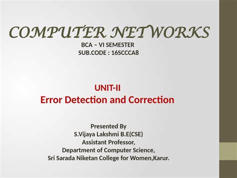 Computer Networks Error Detection And Correction Pptx Computer