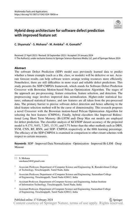 Hybrid Deep Architecture For Software Defect Prediction With Improved Feature Set
