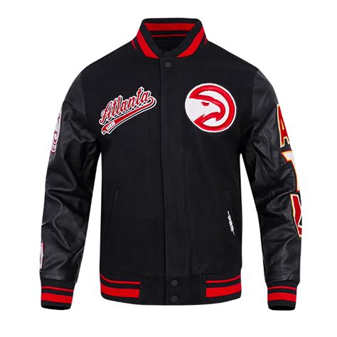 Nba Blackred Atlanta Hawks Script Tail Varsity Jacket