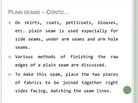 Working Of Common Seams Pptx