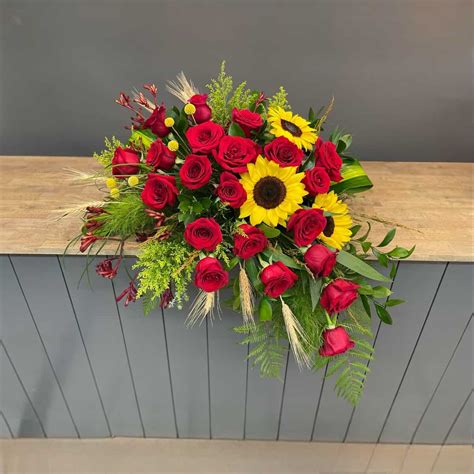 Sunny Rose Casket Spray Amanda Jayne Flowers Local Florist Noosa