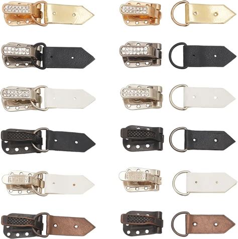1 Set 12 Sets 6 Styles Leather Clasp Fasteners Pu Leather Sew On Toggles Closures Rhinestone