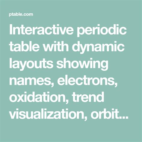 Labeled Dynamic Periodic Table