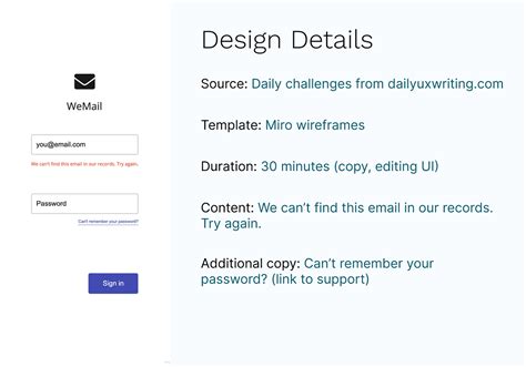 Ux Writing Challenge Wrong Email Error By Erin Terada Medium