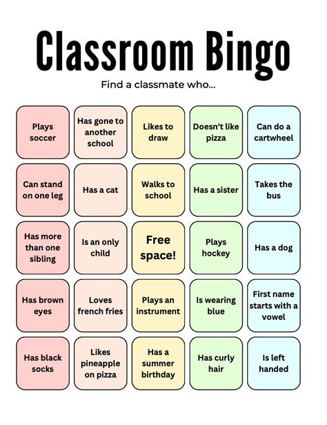 First Day Of School Activity Classroom Bingo Printout Etsy