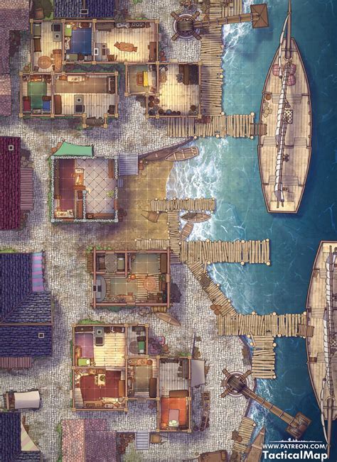The Beauty Of Docks And Beach Dnd City Battle Maps City Rpg Map