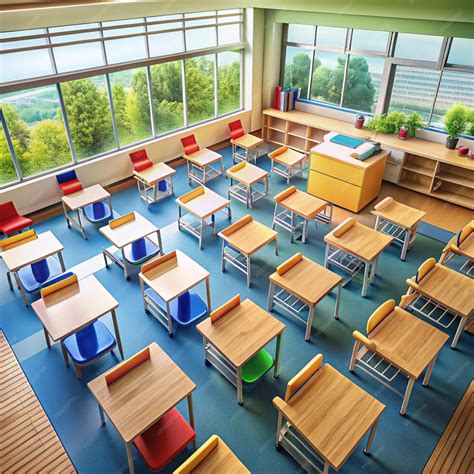 High Angle Classroom Interior Design Premium Ai Generated Image