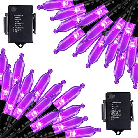 Morttic 2 Pack Orange Halloween Battery Operated String Lights 50 Led