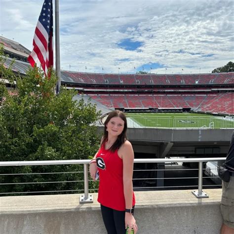 Photo Anna Kepner Wearing Georgia Bulldogs Shirt Inside Athens Stadium