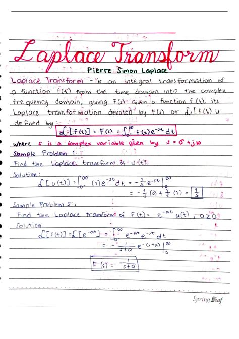 Laplace Transform Lecture Notes Civil Engineering Notes Stuvia Us