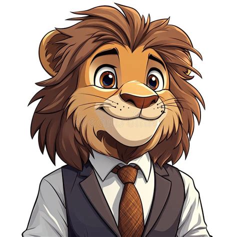 Cute Chibi Lion In Necktie Looking Professional And Friendly Stock Illustration Illustration
