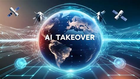 Global Ai Takeover Concept With Satellites And Digital Network Ai Takeover Written On World