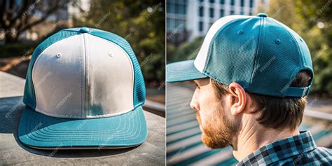 Baseball Cap Mockup Showing Front And Back In Angles Premium Ai
