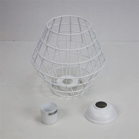 Industial Ceiling Light With Cage In Matt White Finish B22 60w