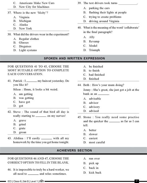 English Olympiad Class 10 Sample Question Paper 2 Olympiad Tester