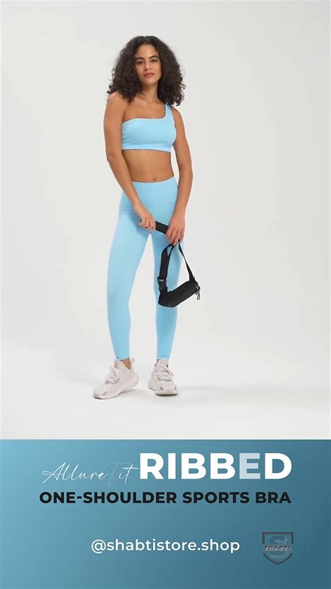 Allurefit Ribbed One Shoulder Sports Bra With Open Back Design🩵