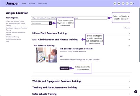 Juniper Training Centre How Do I View The Available Courses Browse