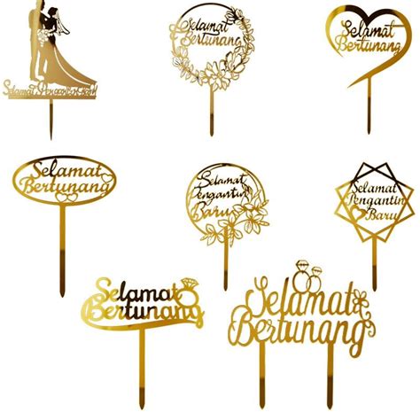 Selamat Bertunang And Selamat Penganting Baru Topper Arcylic Decoration Shopee Malaysia