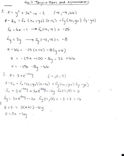 Hw 11 Tangent Planes And Approximations L J C J 3 X X 2 { 4 Y Lr E J I