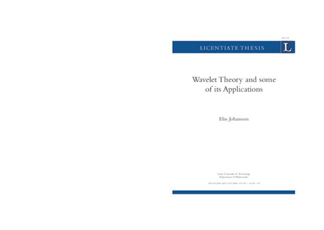 Pdf Wavelet Theory And Some Of Its Applications