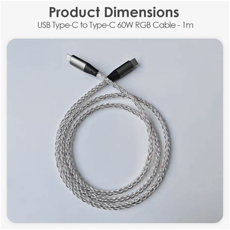 Rgb Colorful Usb Type C To Type C Pd 60w Fast Charging Cable 1m