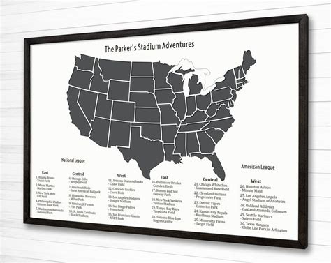 Mlb Baseball Field Map Ballparks Of Major League Baseball Poster