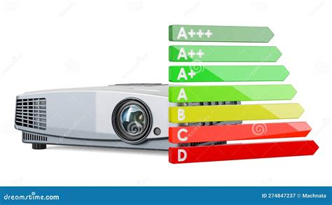 projector with energy efficiency chart 3d rendering stock illustration illustration of chart