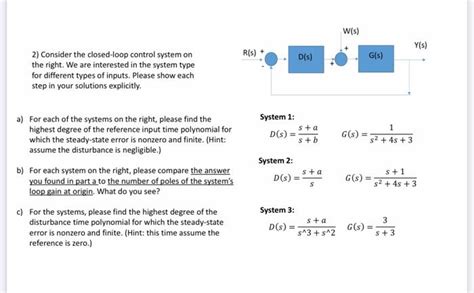 solved w s y s r s d s g s 2 consider the closed loop