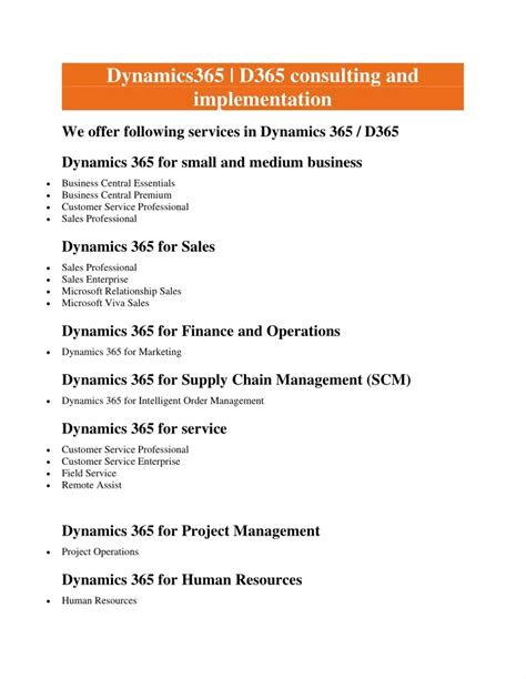 Ppt Dynamics365 D365 Consulting And Implementation Houston