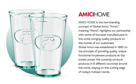 Amici Home Water Tap Hiball Glass 16 Oz Italian Made