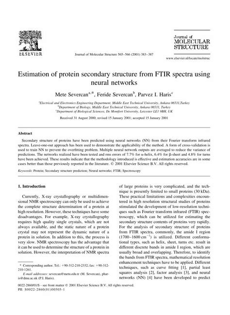 Pdf Estimation Of Protein Secondary Structure From Ftir Spectra Using
