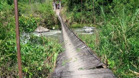 Rombongan Pengantin Di Toraja Utara Sebrangi Jembatan Gantung Yang Tiba