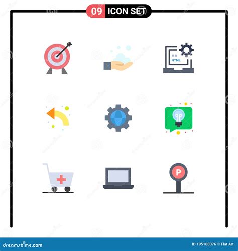 9 Universal Flat Color Signs Symbols Of Up Curved Code Arrows Html