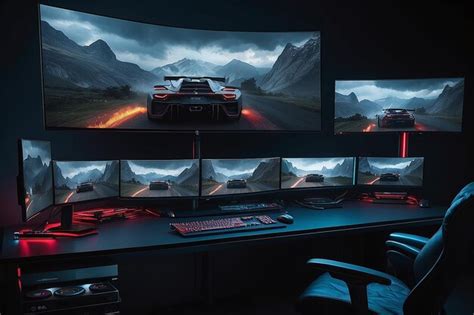 Premium Photo A Multiscreen Gaming Setup To Cater To Serious Gamers