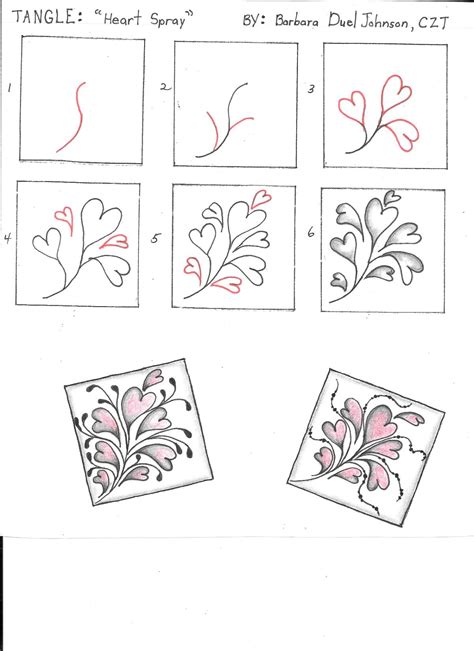 Tangle Pattern Heart Spray Is A Tangle Pattern For Zentangle Type