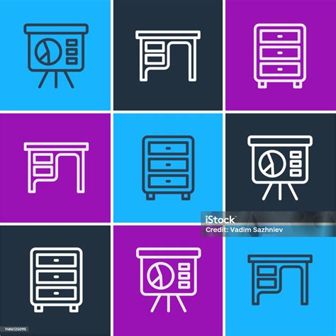 그래프 보관 용지 서랍 및 사무실 책상 아이콘으로 라인 보드를 설정합니다 벡터 0명에 대한 스톡 벡터 아트 및 기타 이미지 0명 개념 검색 Istock
