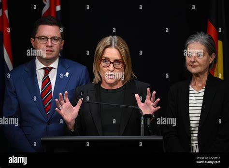 L R Victoria Police Minister Anthony Carbines Victorian Premier