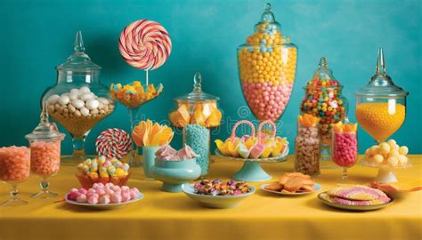 Multi Colored Candy Decoration On Dessert Table Generated By Ai Stock