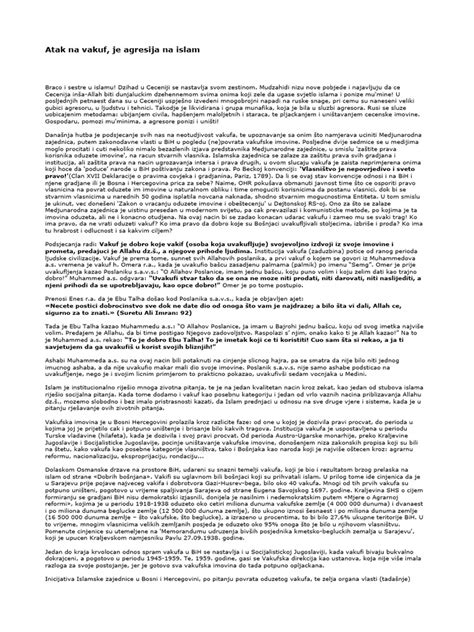 Atak Na Vakuf Je Agresija Na Islam Pdf