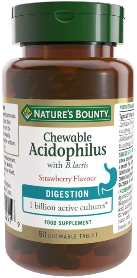 Natures Bounty Chewable Acidophilus With B Lactis Strawberry Flavour