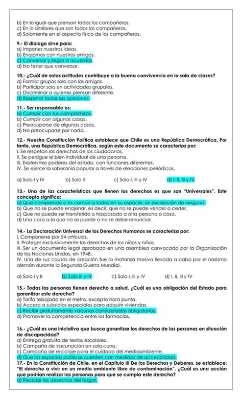 Prueba 5° Derechos Y Deberes Profesocial